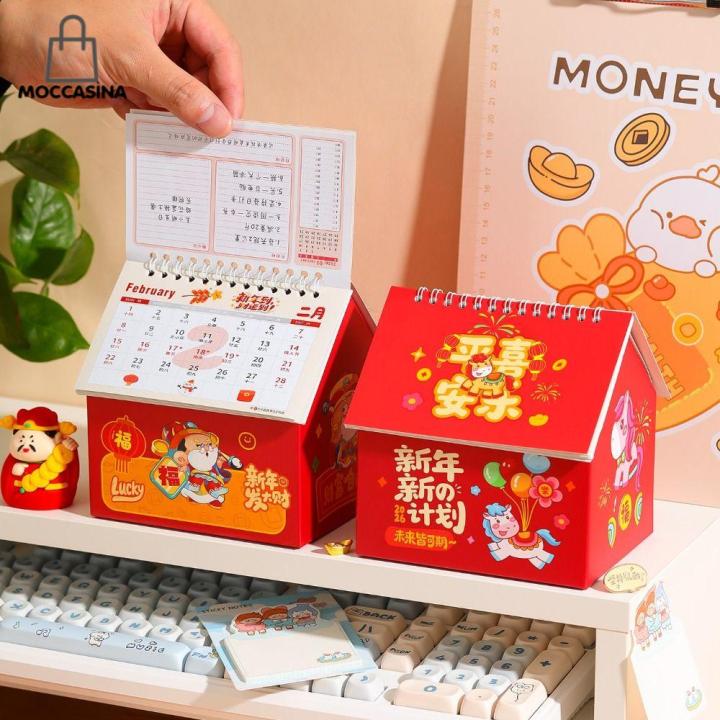 MOCCASINA Chinese Style 2026 Desk Calendar Cartoon Coil Binding Horse ...