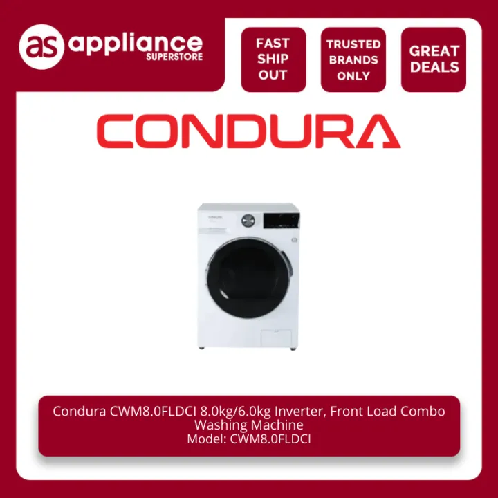 Condura CWM8.0FLDCI 8.0kg/6.0kg Inverter, Front Load Combo Washing ...