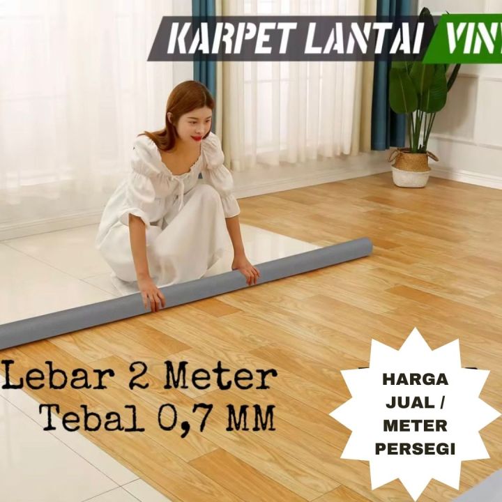 Karpet Lantai Vinyl Motif Kayu Tebal 0,7MM Panjang Per 50CM Lebar 2 ...