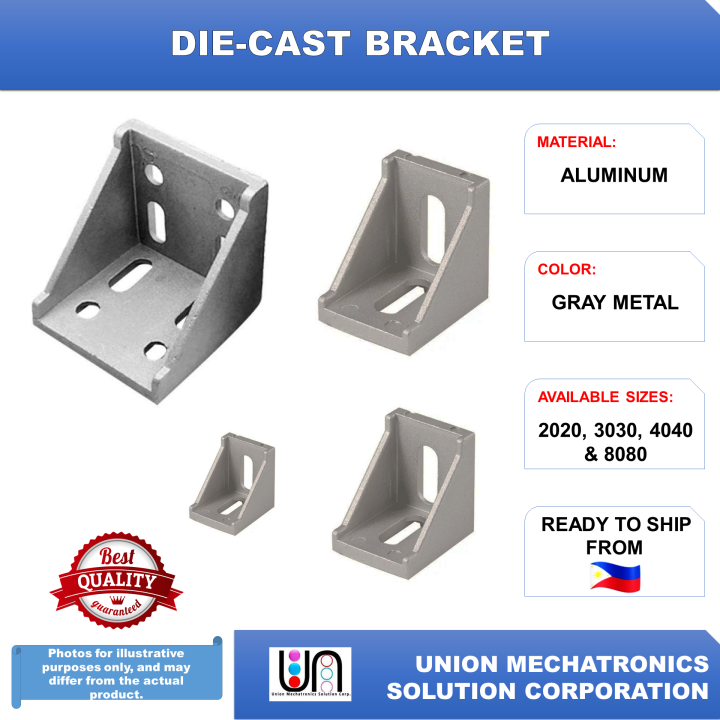 Aluminum Die-Cast Gray Bracket Profile Connector Sizes (mm): 2020, 3030 ...