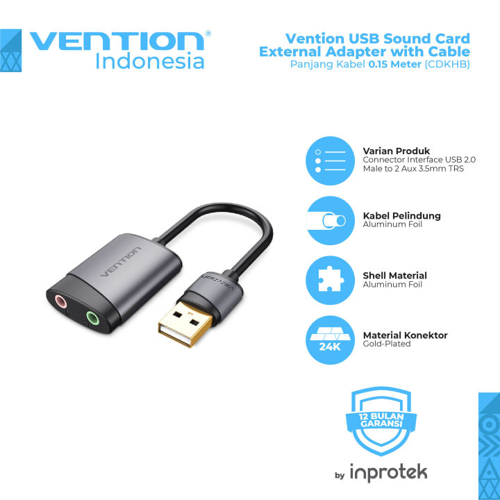 Vention USB Sound Card External Adapter with Cable Windows Mac Linux ...