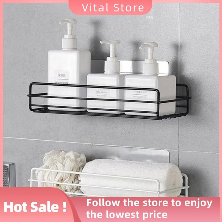 VITAL STORE No Drill Bathroom Shelves Wall Mount Shampoo Storage Rack ...