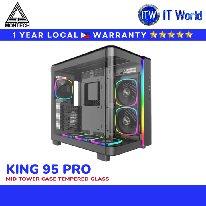 Montech King 95 PRO Mid-Tower Dual Chamber Tempered Glass PC Case (King ...