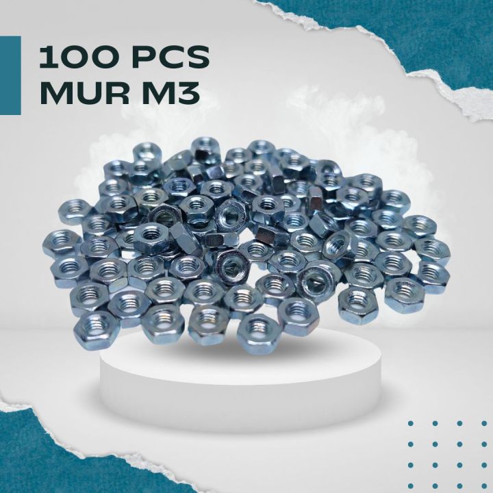 Mur M3 3mm - Mur Logam untuk Proyek Elektronik 100pcs | Lazada Indonesia