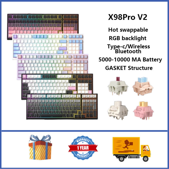 XINMENG X98Pro V2 Wireless Mechanical Keyboard 95% GASKET Structure Hot ...