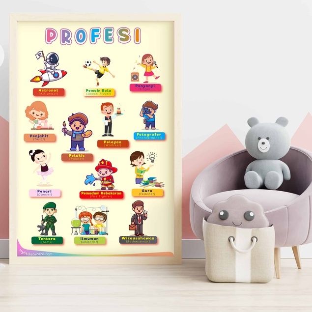 Poster PROFESI Pendidikan Anak TK PAUD SD Bilingual Dua Bahasa | Lazada ...