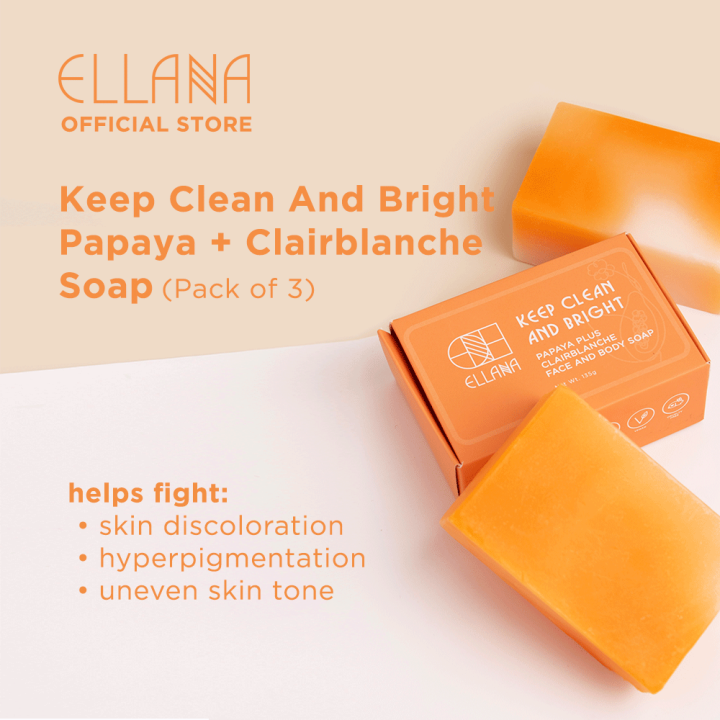ELLANA Keep Clean and Bright Papaya + Clairblanche Face and Body Soap ...