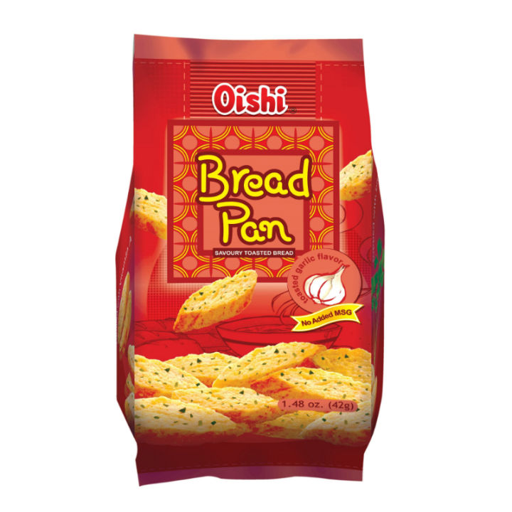 Oishi Bread Pan Savoury Toasted Bread Garlic Flavor Snacks 42g | Lazada PH