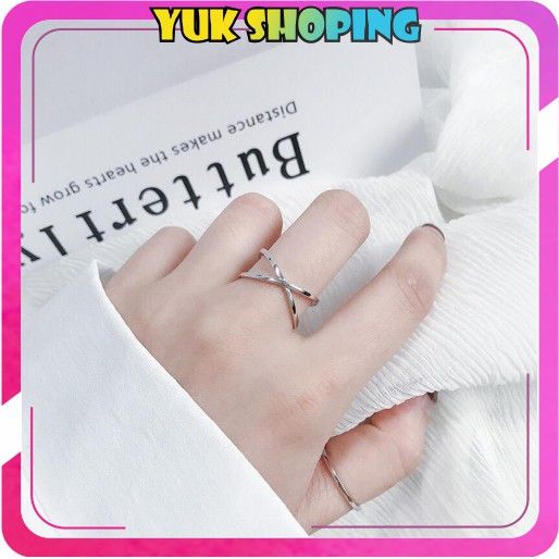 YUKSHOPING A034 Cincin Silang Fashion Korea Perhiasan Wanita Berongga Tiga Dimensi Stainless ...