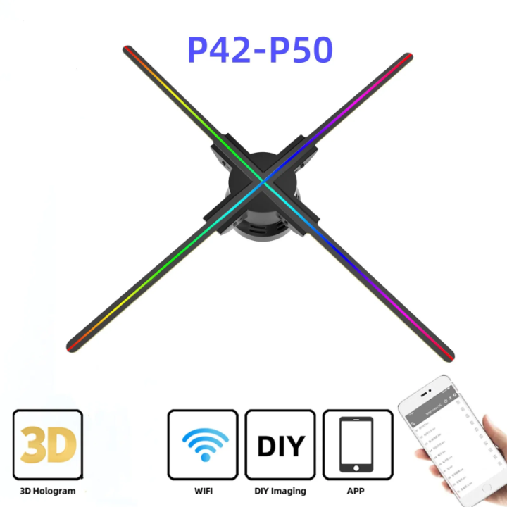 P42-P62 Newest 3D Holographic Projector Fan Support Wifi Bluetooth ...