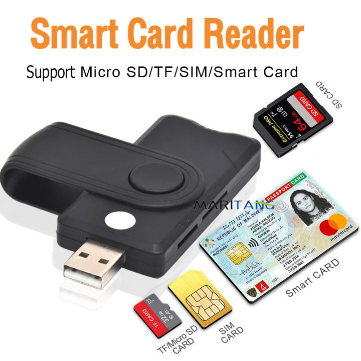 USB 2.0 Smart Card Reader micro SD/TF memory ID Bank EMV electronic ...