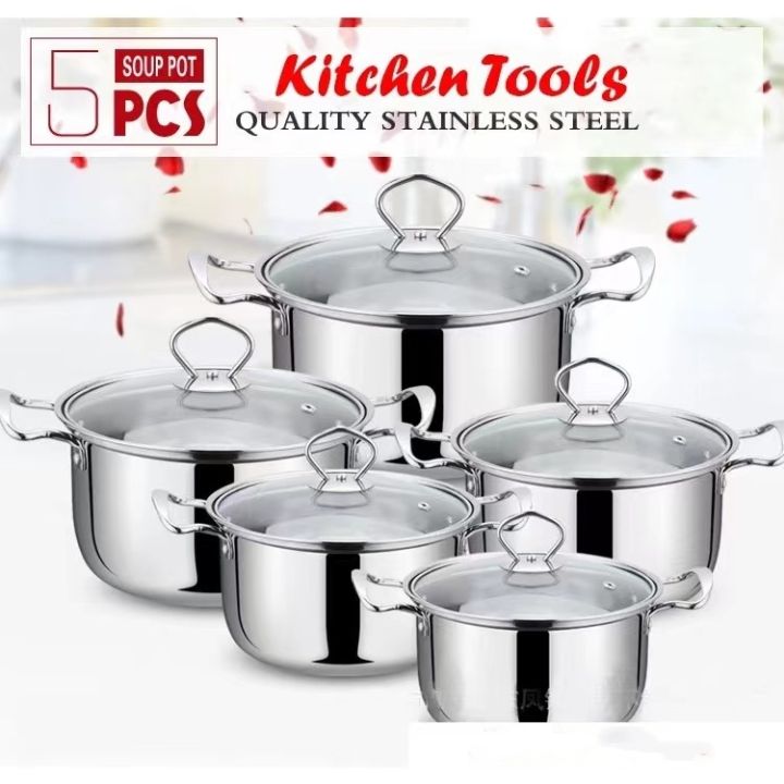 Panci Set Stainless Tebal Isi 5 | Lazada Indonesia