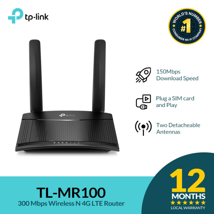 TP-Link TL-MR100 300Mbps Wireless N 4G Openline LTE Router | 4G WiFi ...