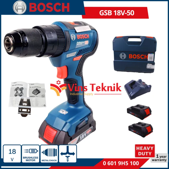 Mesin Bor Baterai Brushless Cordless Impact Drill GSB 18V-50 BOSCH GSB18V-50 | Lazada Indonesia