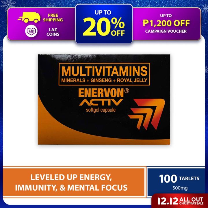 Unilab Enervon Activ Multivitamins 100 Capsules - With Ginseng and ...