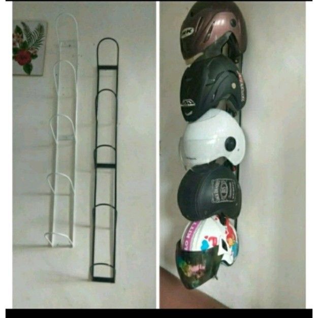 Rak helm / Tempat Gantungan helm / Gantungan Helm 5 Susun - Hitam Puti ...