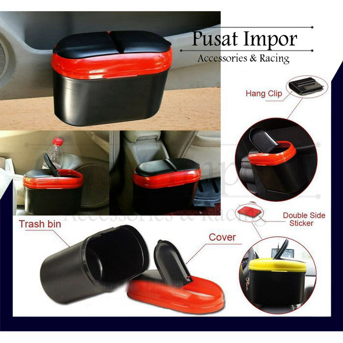 CAR TRASH BIN TONG KOTAK TEMPAT SAMPAH MOBIL MINI SAMPING HITAM Merah ...