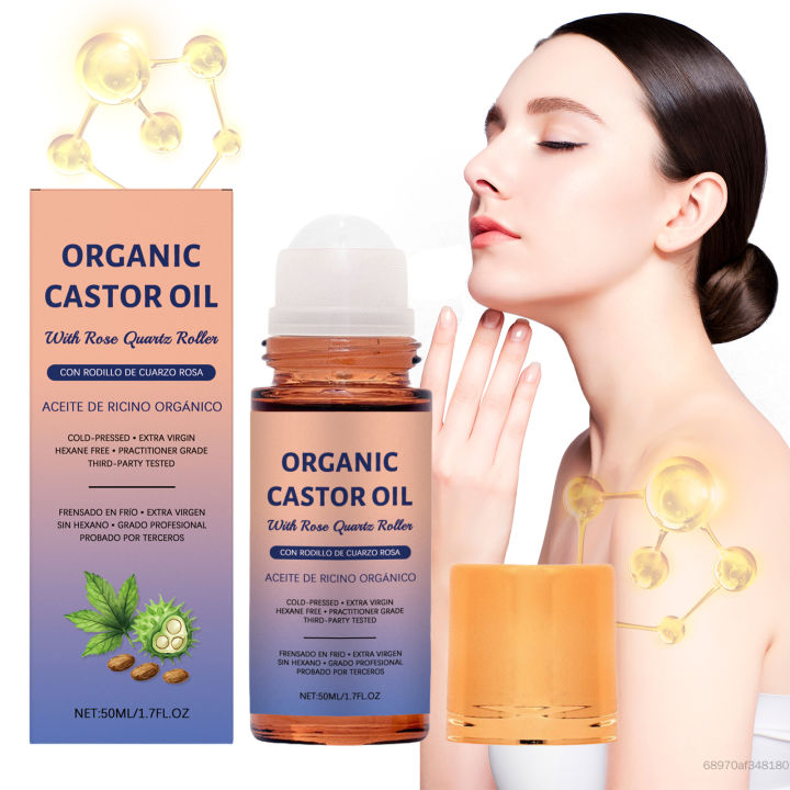 50ml Organic Castor Oil Roller Body Skin Dilutes Fine Lines Oil Perfect ...