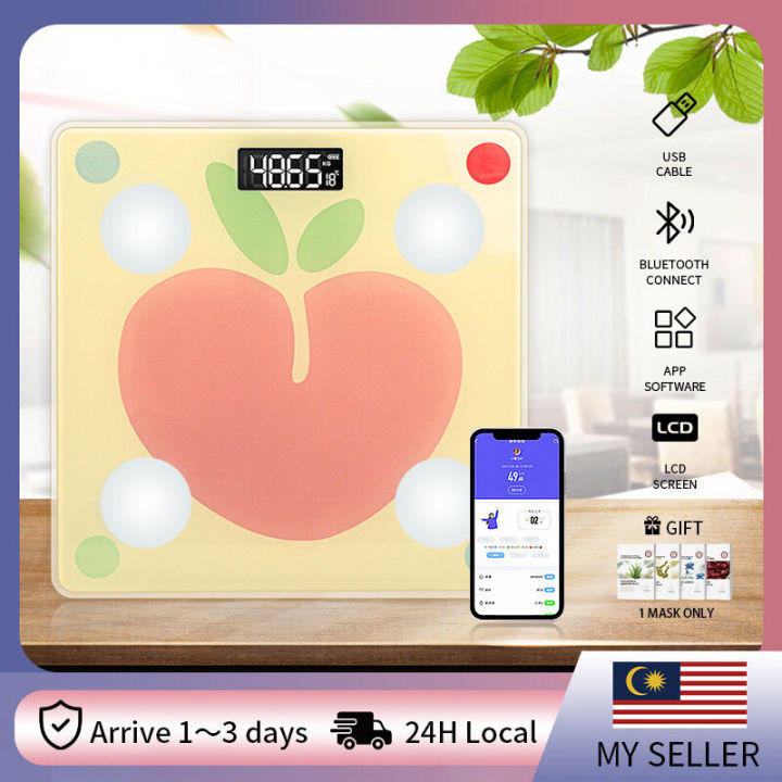 Korea JJ peach Weight Scale for Human Body Digital LED Smart Digital ...