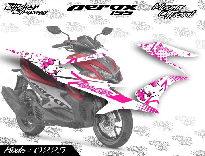 0225 STICKER LIST VARIASI YAMAH AEROX 155 MOTIF HELLO KITTY STRIPING ...
