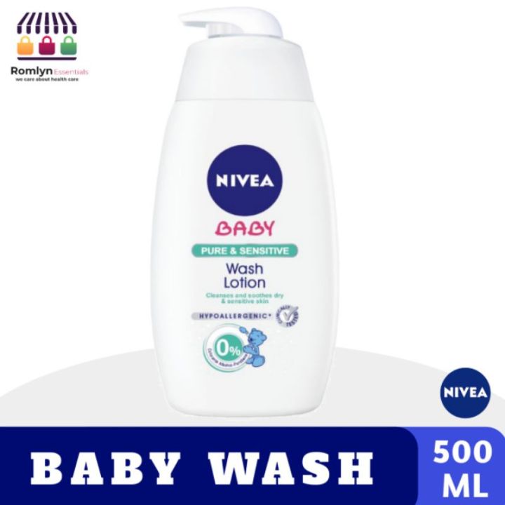 NIVEA BABY | Pure & Sensitive Wash Lotion | 500ML | Lazada PH