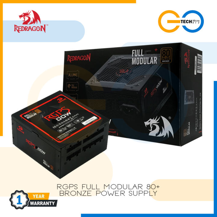 Redragon RGPS 600W / 700w Fully Modular GC PS003 / PS005 80+ Bronze True Rated Power Supply PSU ...