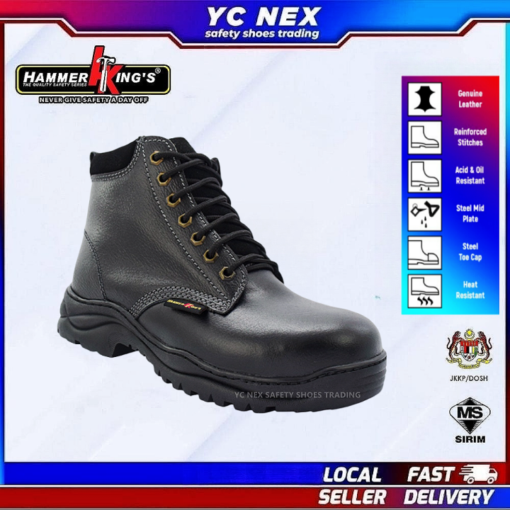 Hammer King Safety Shoes Steel Toe Cap Mid Cut Lace up Men's Shoes ...
