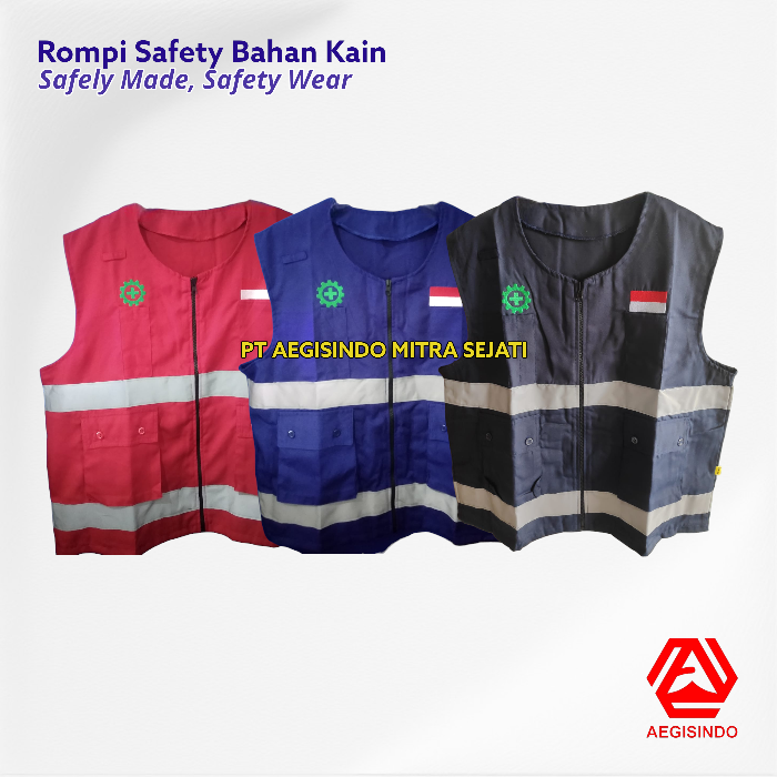 Rompi Safety Vest Kain Tebal 2 Kantong Dan Zipper | Lazada Indonesia