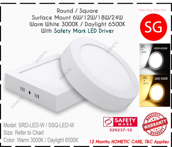 Surface Mounted LED Square / Round Panel Light 6W 12W 18W 24W LED ...
