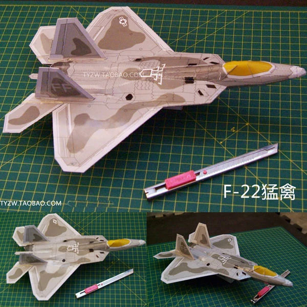 F22 Raptor Stealth Fighter Military Aircraft Stereo Paper Model Toy ...