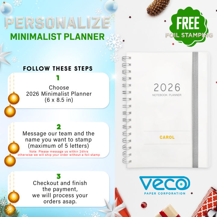 Veco Minimalist Planner 2026 80lvs Deluxe Cream 100gsm with frosted ...