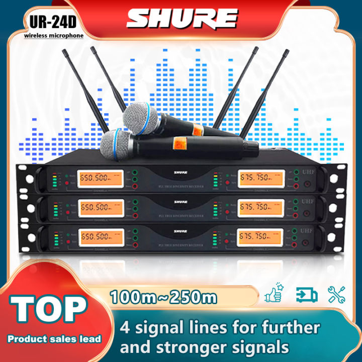 SHURE UR24D ไมโครโฟนไร้สาย คลื่นลูกใหม่ 2 มือถือ ระยะรับ UHF FM 200M ...