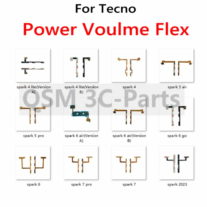 Power On Off Volume Side Button Flex Cable For Tecno Spark 4 5 6 7 Pro ...