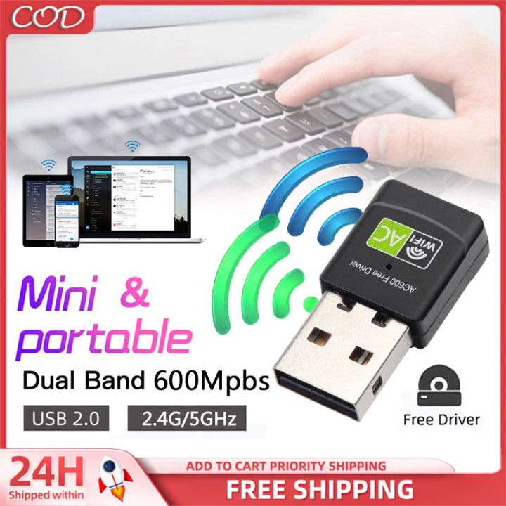Plug and Play AC600 Wifi Dongle USB 2.0 600M 2.4G +5G Wifi Receiver ...
