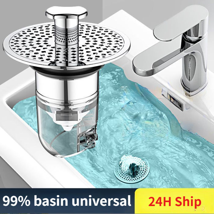 Stainless Steel Sink Plug Stopper Drain 304 Strainer Pop-Up Wash Basin ...