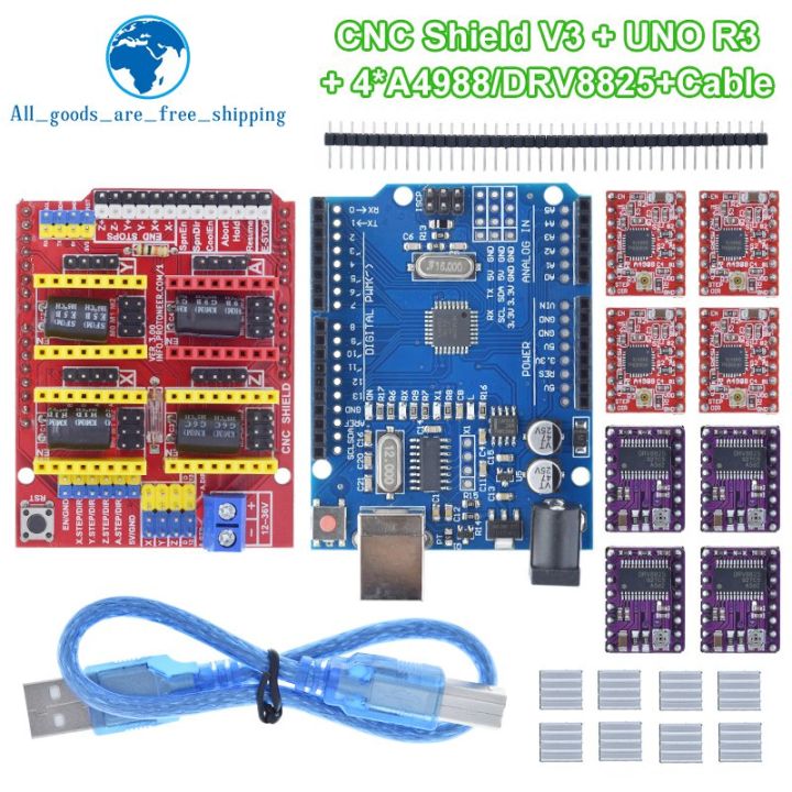 【Big savings】 Tzt Cnc Shield V3 Engraving Machine 3d Printe 4pcs ...