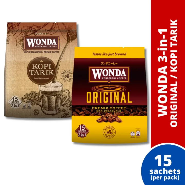Wonda Original & Kopi Tarik Blend 3-in-1 Coffee Sachets 15-Pack - Halal ...