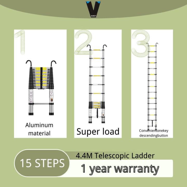BOWEITI 5.4m 5m 4.7m 4.4m 3.8m 3.2m Tangga Teleskopik Aluminium ...