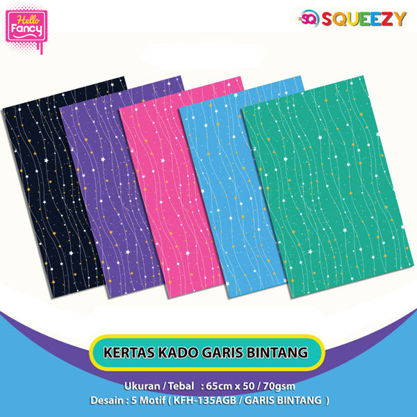 KERTAS KADO SQUEEZY STAR GARIS / GARIS BINTANG / STAR PATTERN ...