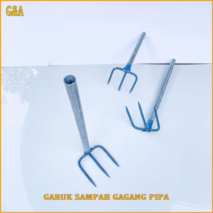 garukan / garuk got mini / taman kebun sampah - garpu gagang besi pipa ...
