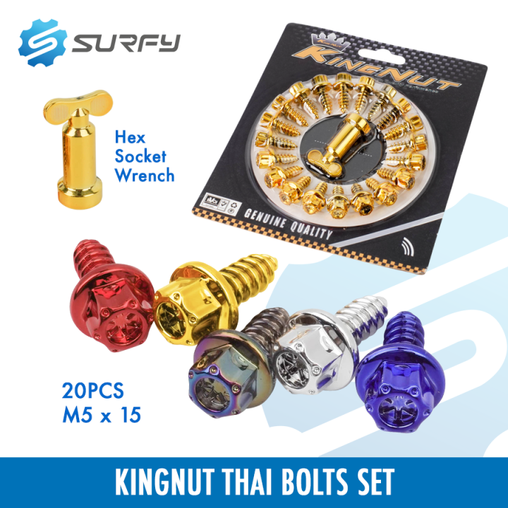 KingNut Thai Bolts Set 20pcs Hex Screw With Socket Wrench M5*15 Flower ...