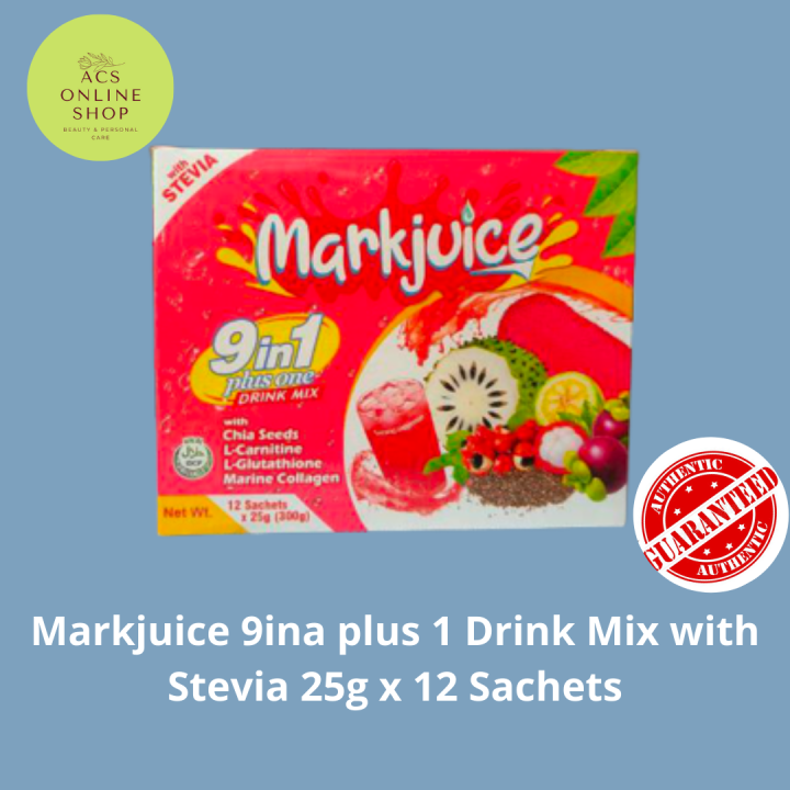Markjuice 9in1 Plus 1 Drink Mix with Stevia 25g x 12 Sachets (ONE BOX) 100% Guaranteed Authentic ...