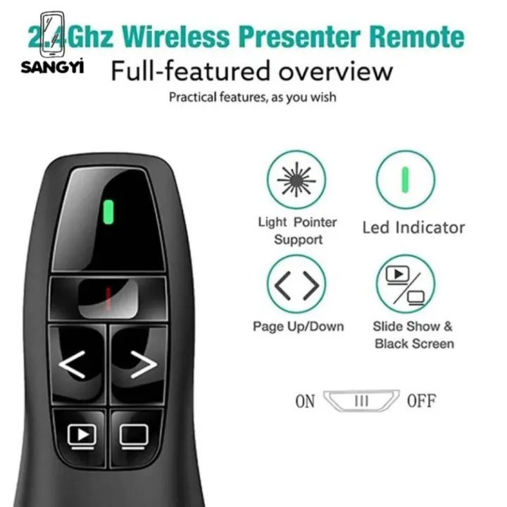 SANGYI Meeting Powerpoint Smart Presenter Infrared Remote USB Control ...