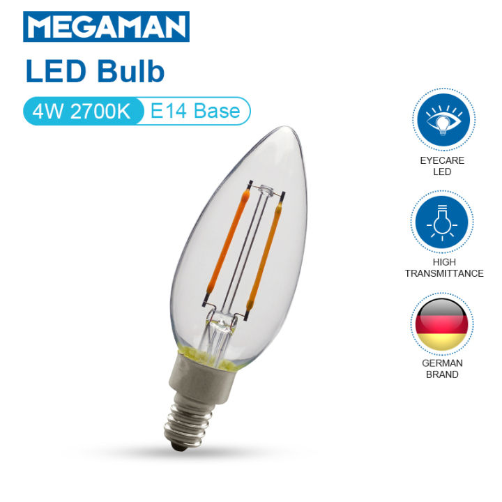 Megaman Led Filament Bulb C35 4W E14 2700K Warm White Clear Glass ...