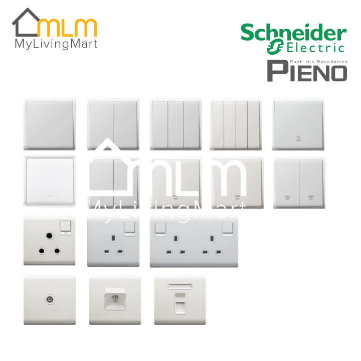 Schneider Pieno Series Switch Sockets 13A 20A Double Pole White SIRIM ...