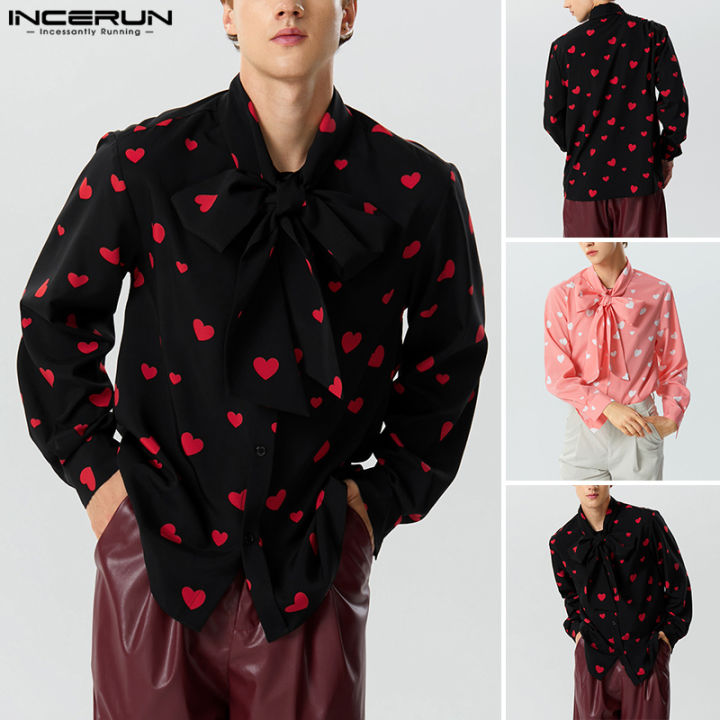 Beehoo INCERUN เสื้อเบลาส์ปุ่มแขนยาวลำลองผูกปมแฟชั่นของผู้ชาย (สไตล์ ...