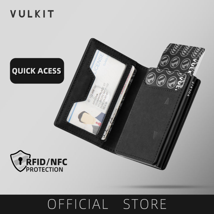 VULKIT- Card Holder with Card Ejector, RFID Blocking, Zipper Coin ...