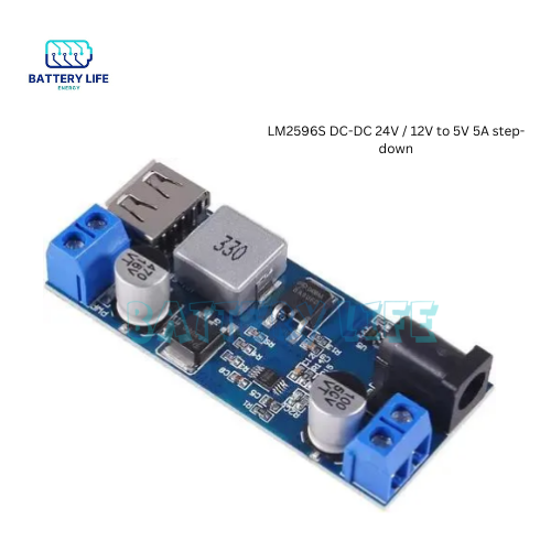 LM2596S DC-DC 24V / 12V to 5V 5A step-down power converter adjustable USB step-down charging ...