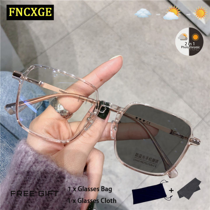 FNCXGE Photochromic Reading Glasses summer Fashion oversized rectangle reading eyeglasses for ...