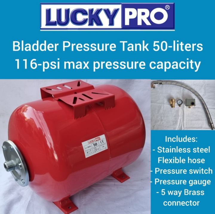LUCKY PRO Bladder Pressure Tank 50-liters 116-PSI Max pressure capacity ...